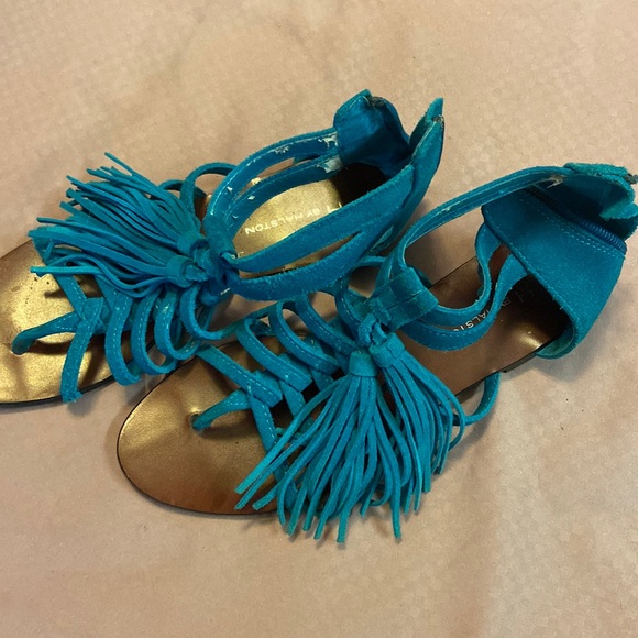 H by Halston | Shoes | Halston Turquoise Sandals | Poshmark